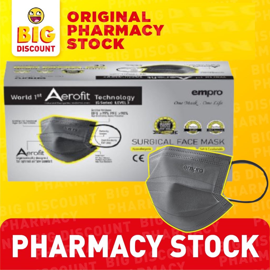 EMPRO AEROFIT SURGICAL FACE MASK GREY COLOR 50S | Shopee Malaysia