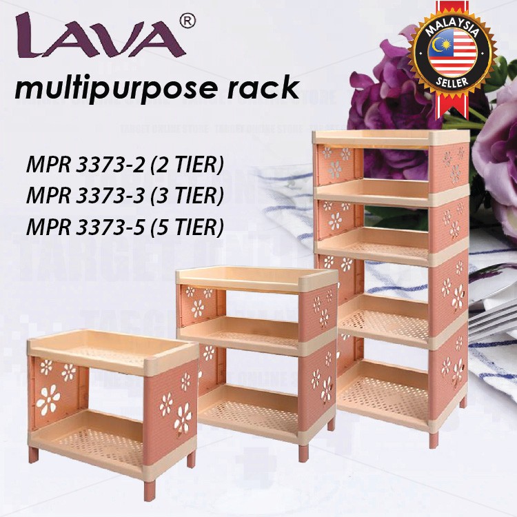 LAVA Multipurpose Storage Rack Shelving Organizer 2 / 3 / 5 Tier / Rak ...
