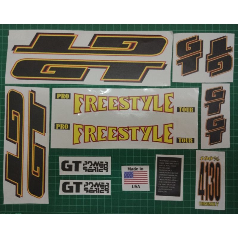 BMX GT Pro Freestyle Tour 90'S Decal Transparent Printed Sticker Set ...