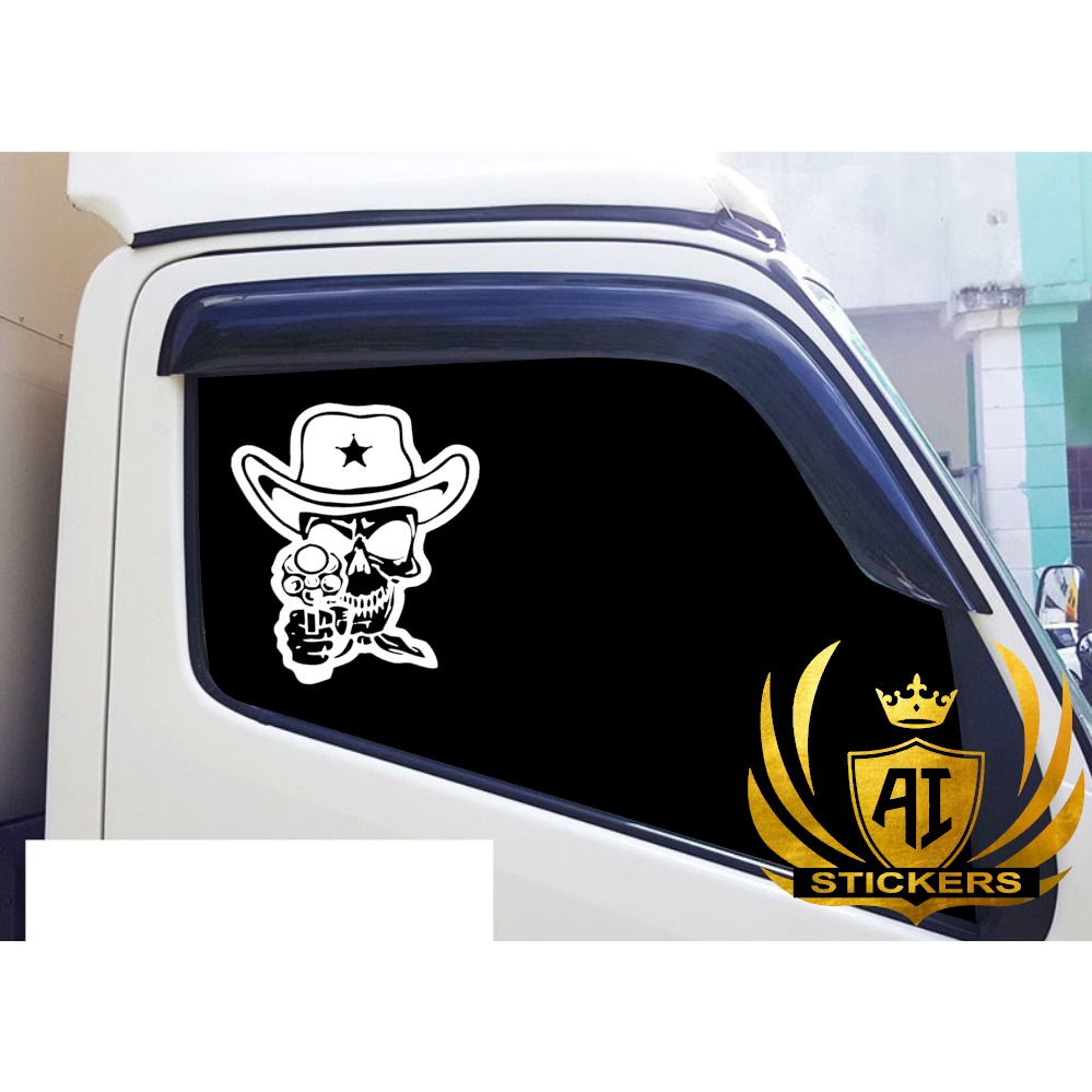Sticker lorry skull cowboy untuk tingkap tepi lorry brand oracal X 2 ...