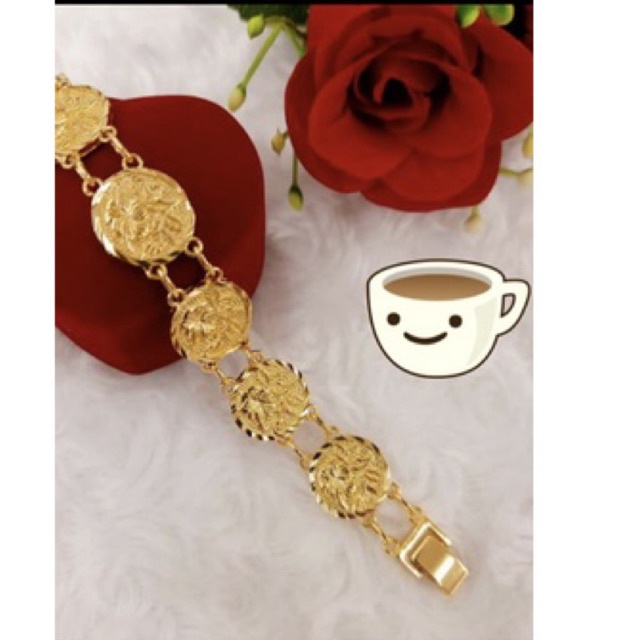 gelang coin bunga raya emas korea cop 916 | Shopee Malaysia