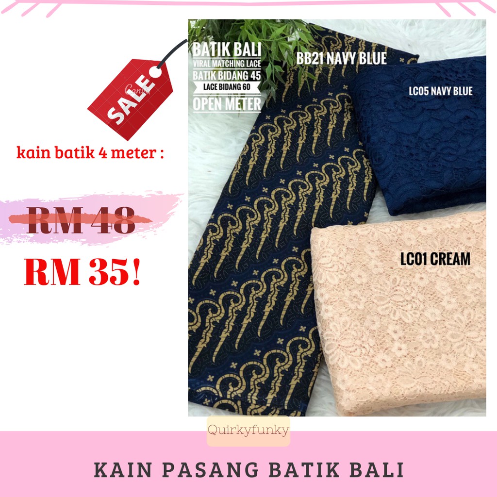 KAIN PASANG CORAK BATIK BALI DAN LACE BIDANG 60 CANTIK | Shopee Malaysia