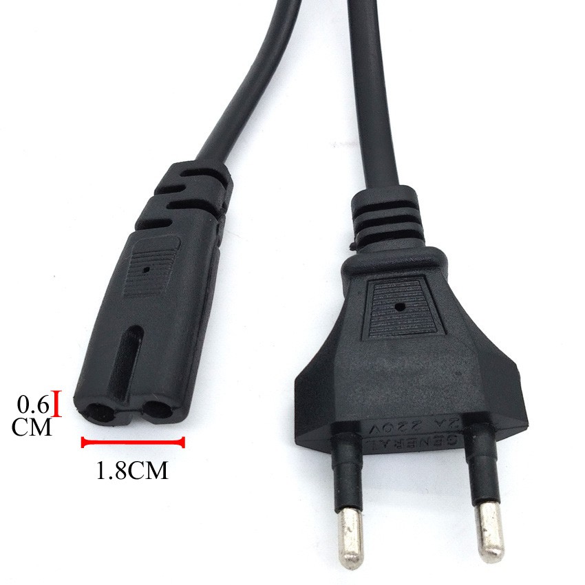 2 Pin EU AC Power Cord Cable 1.5 Meter For Power Adapter / Printer ...