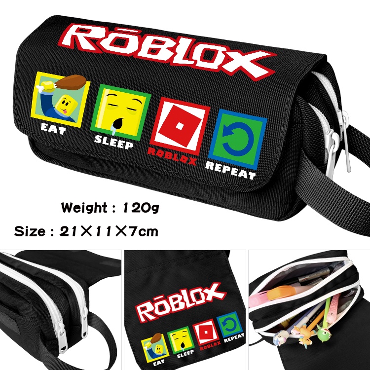 Roblox Sandbox Game Cartoon Portable Student Canvas Zipper Pencil Case ...