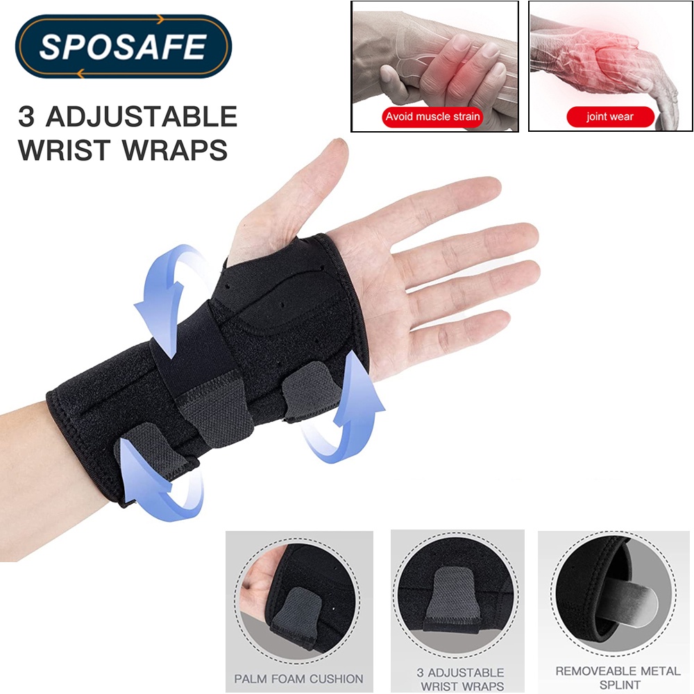 【Three firm straps】SPOSAFE adjustabel Wrist Brace Wrist strap with ...