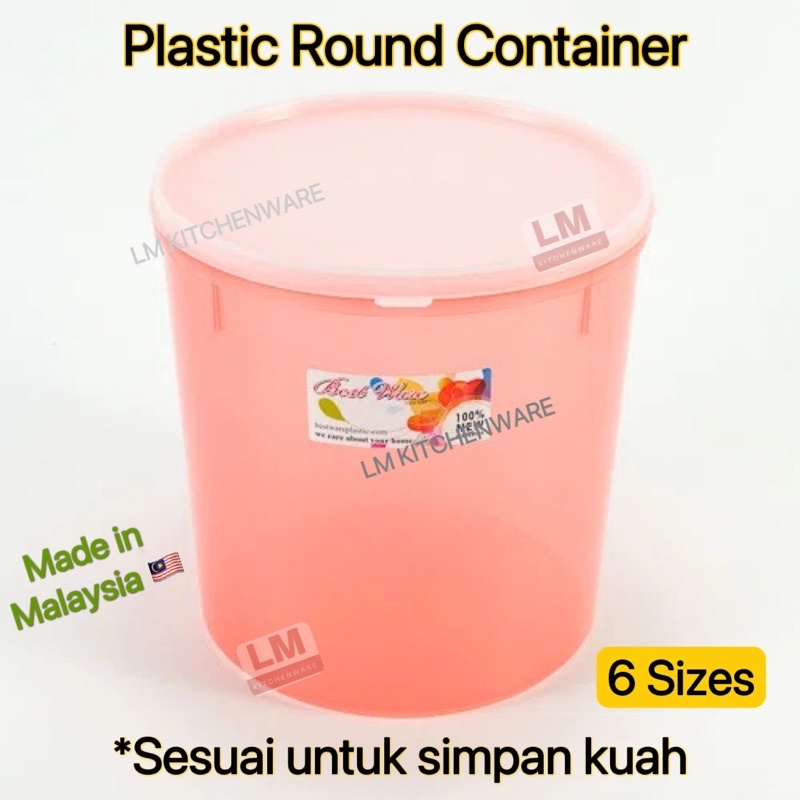PLASTIC ROUND CONTAINER / MULTIPURPOSE FOOD STORAGE CONTAINER / CANISTER BEKAS SERBAGUNA ...