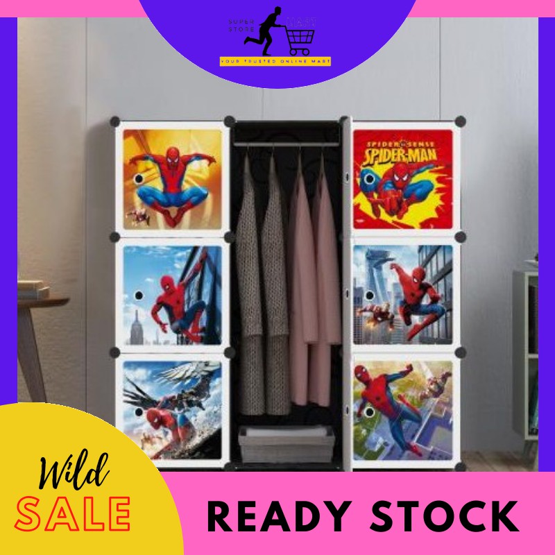 SPIDERMAN Black 6cube UpperRack DIY Multipurpose Portable Wardrobe ...