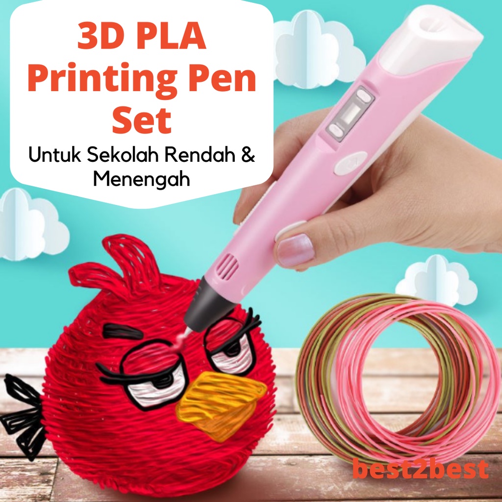 3D PLA Printing Pen Set with LCD Adjustable Temperature for V2 ...