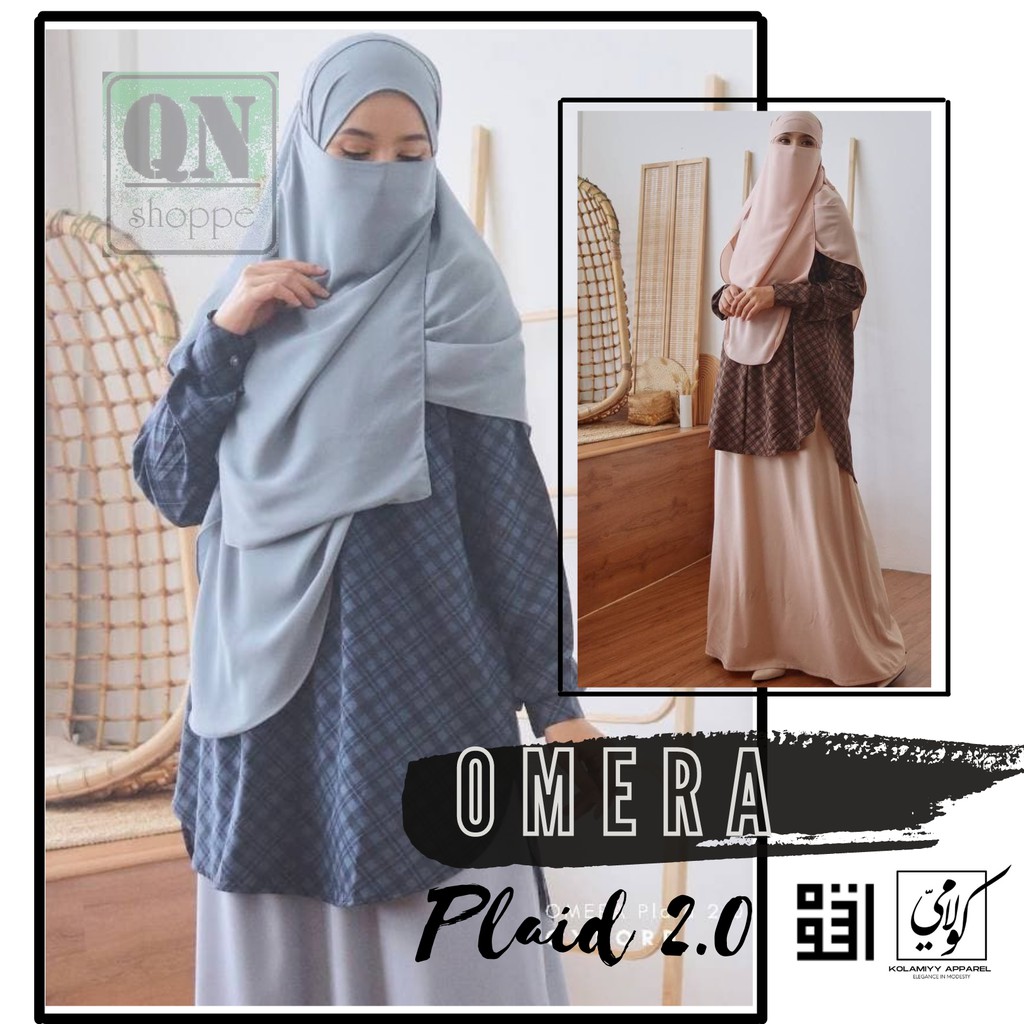 OMERA Plaid 2.0 Uswah Casual Series (Blouse Only) Muslimah Blouse Labuh (Petite Medium Extra ...