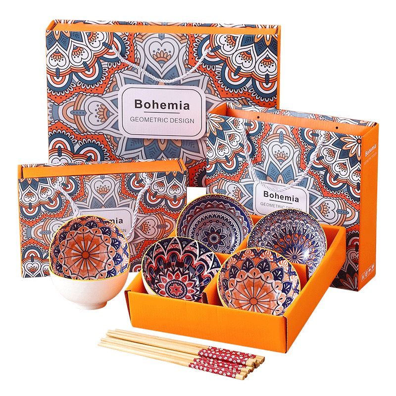 Bohemian Style Rice Bowl Porcelain Bowl Ceramic Bowl Mangkuk Keramik ...