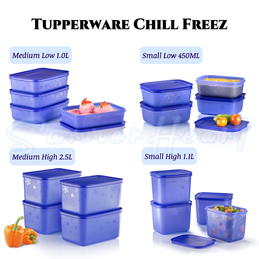 Tupperware Chill Freez Small / Medium (450ml / 1.0L / 1.1L / 2.5L ...