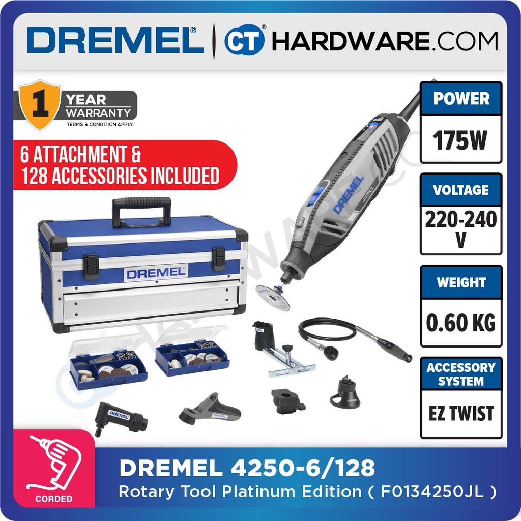 DREMEL 4250 (4250-6/128) ROTARY TOOL PLATINUM EDITION 175W COME WITH 6 ...