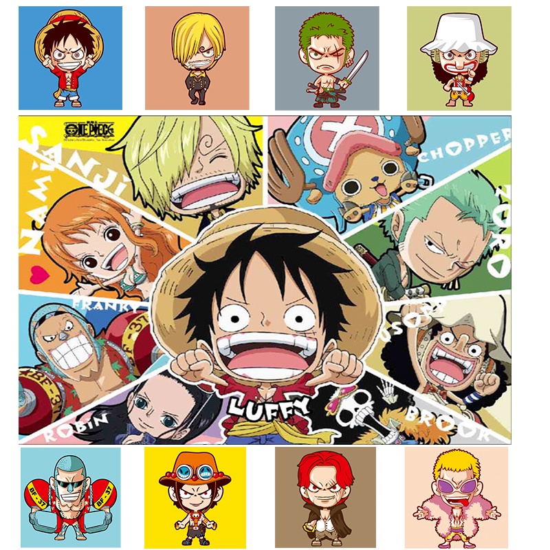 (HF) 5D DIY Diamond Painting Anime Cartoon Figure One Piece Luffy Group ...