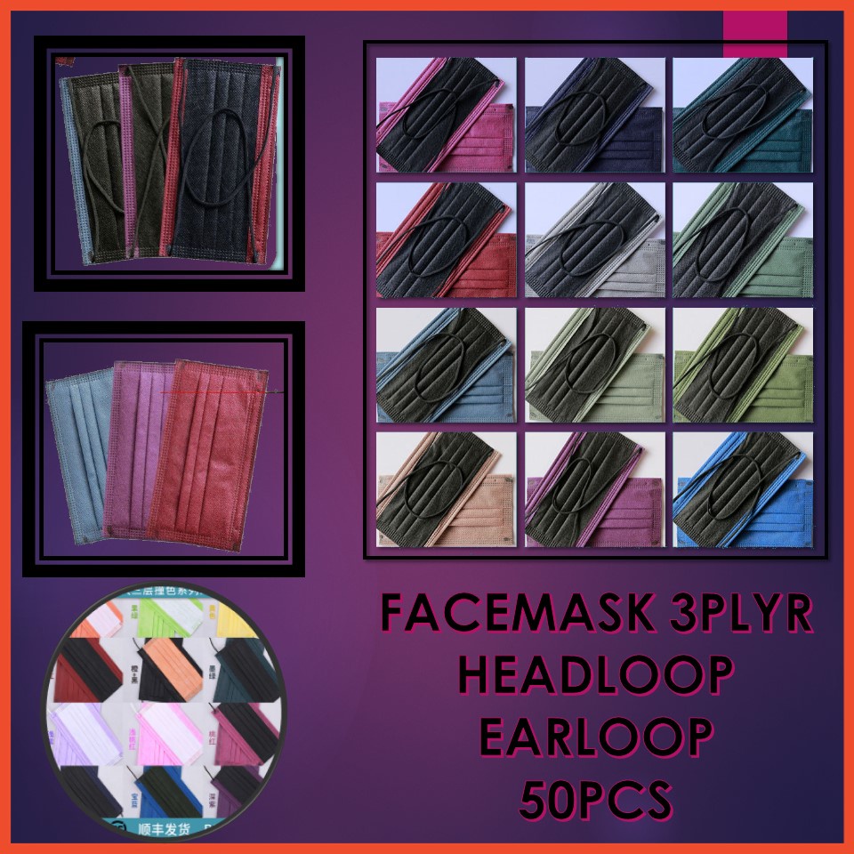 Face Mask Headloop Medical Mask Adult Facemask Disposable Mask 50pcs ...