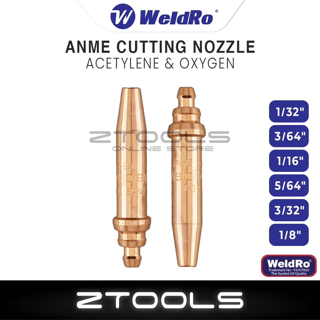 WeldRo ANME Cutting Nozzle (1/16'' | 3/64'' | 1/32'' | 3/32" | 5/64 ...