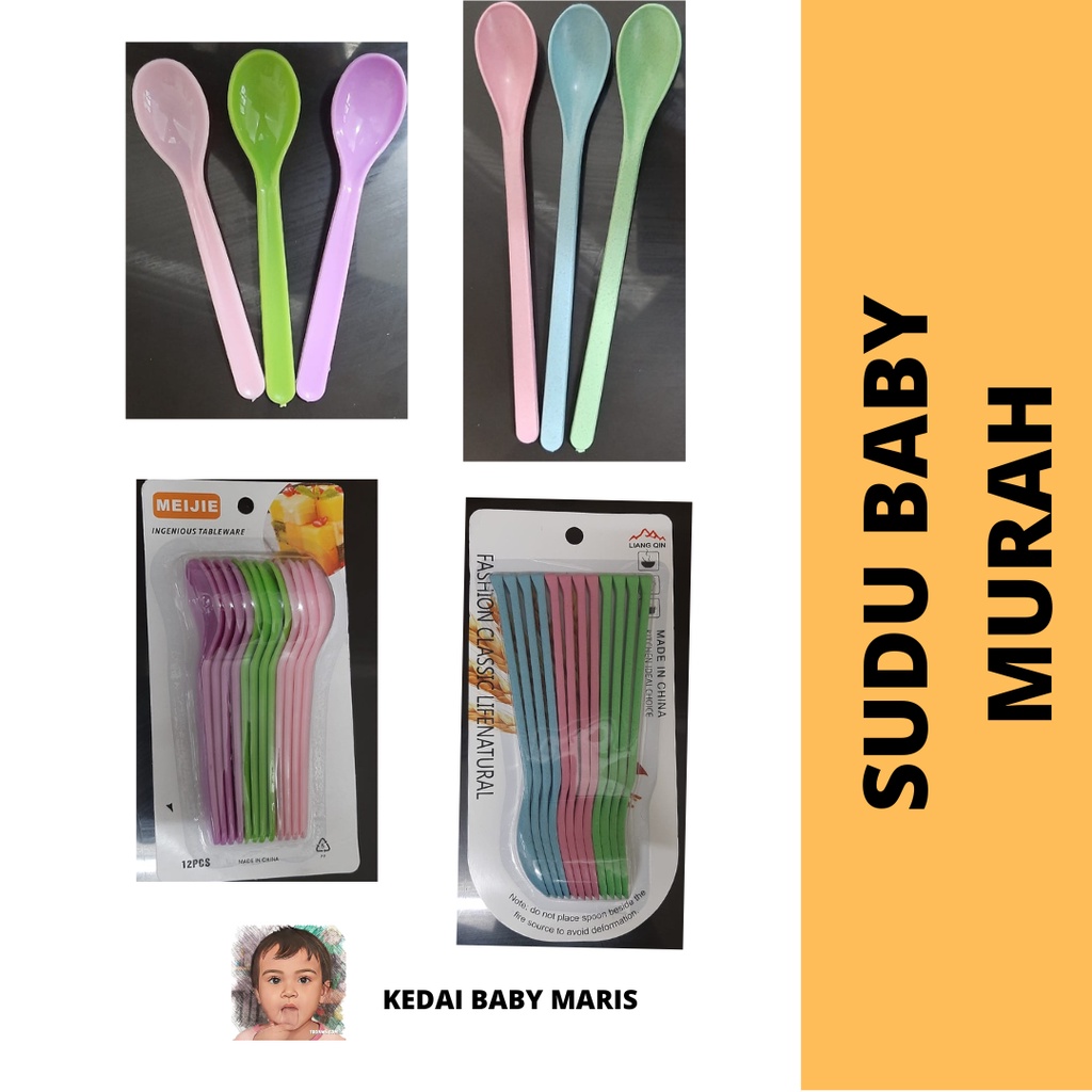 Sudu Plastik Tebal Sudu Baby Sudu Pelbagai guna Comel Baby Spoon Sudu ...