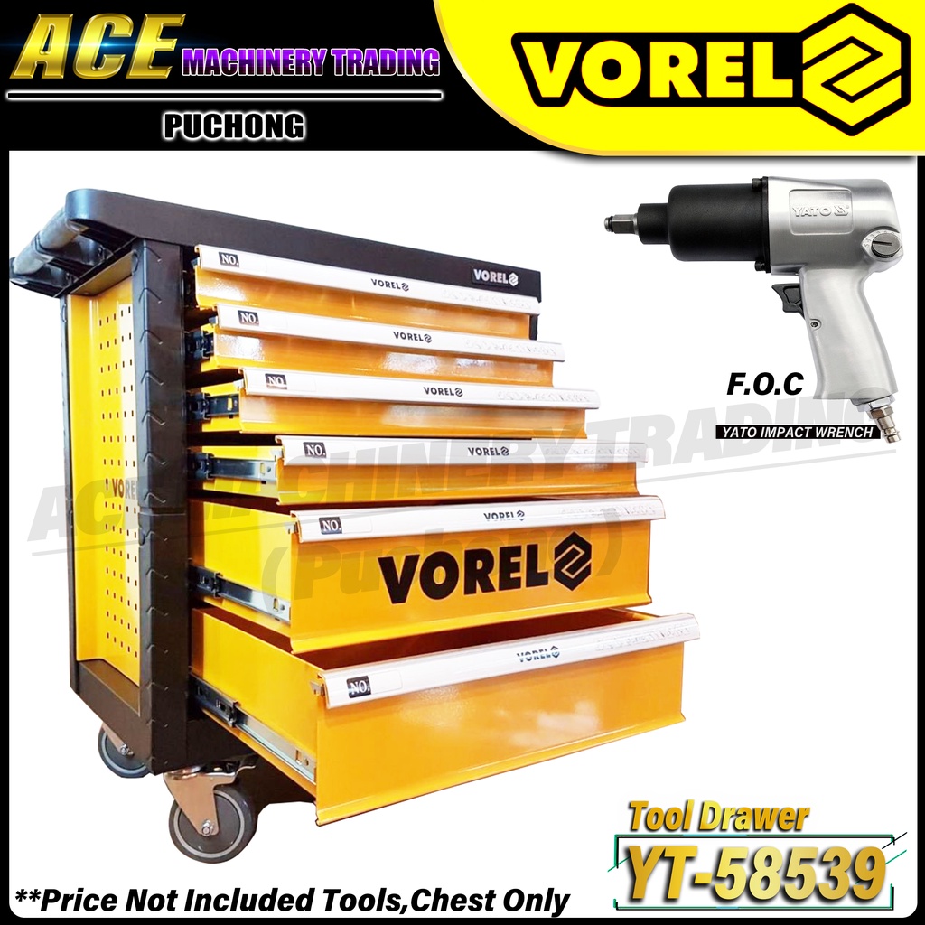 Vorel YT-58539 (Empty) 6 Drawer Tool Chest Only Foc YATO-09511 Twin ...