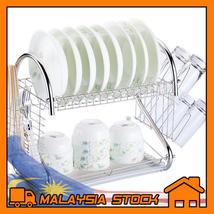 Rak Piring Besi | Tempat Letak Pinggan Mangkuk | Stainless Steel 2 ...