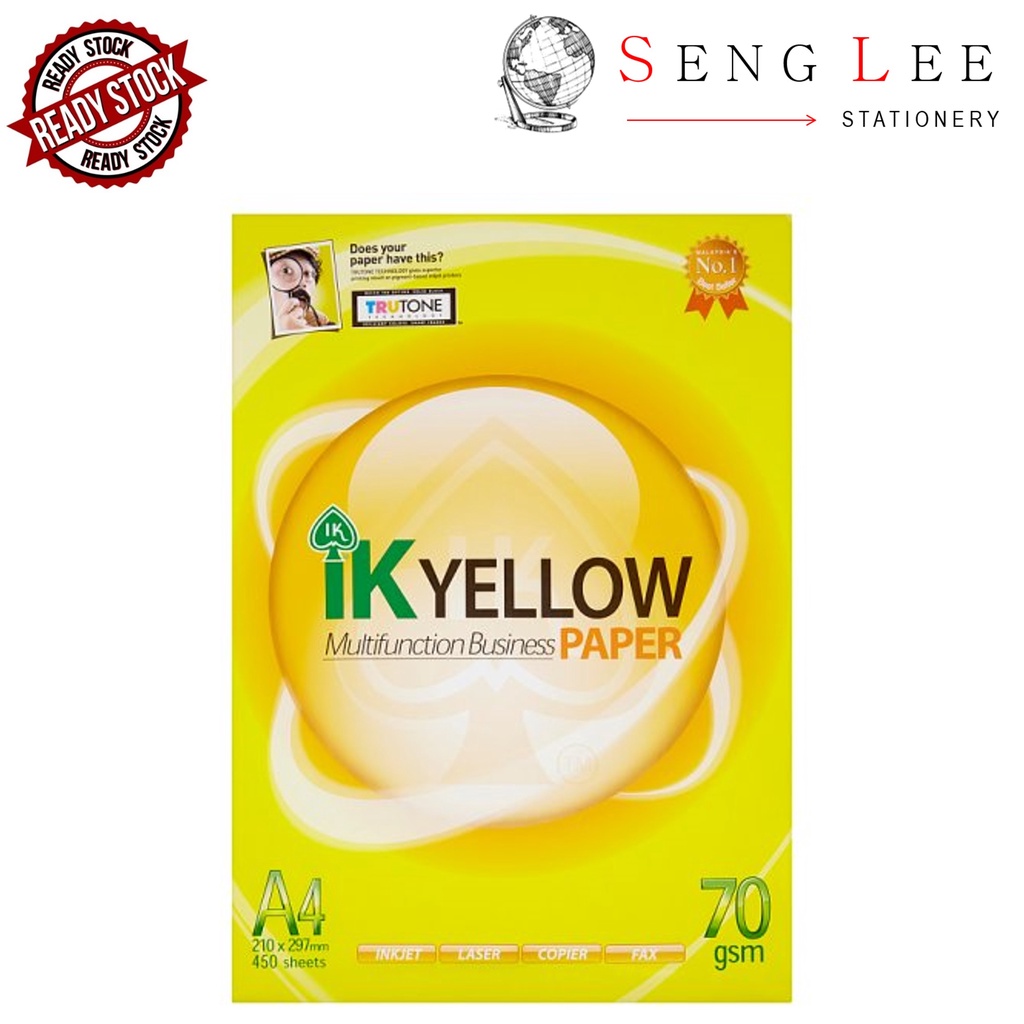 IK Yellow A4 Paper 70gsm 500 Sheets Kertas A4 Multifunction Business Paper | Shopee Malaysia