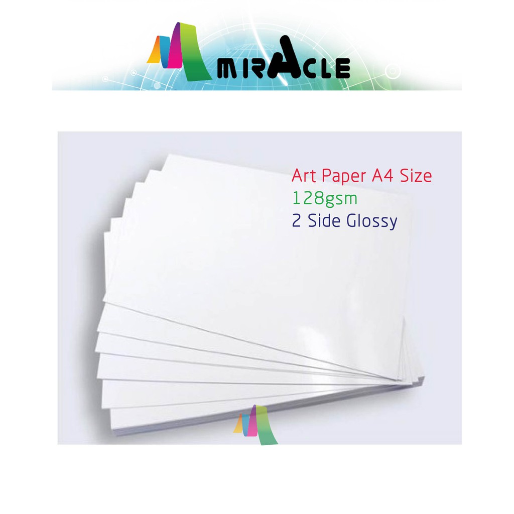 READY STOCK A4 A3 Art Paper Kertas Licin 128GSM 2 Side Glossy (20PCS ...