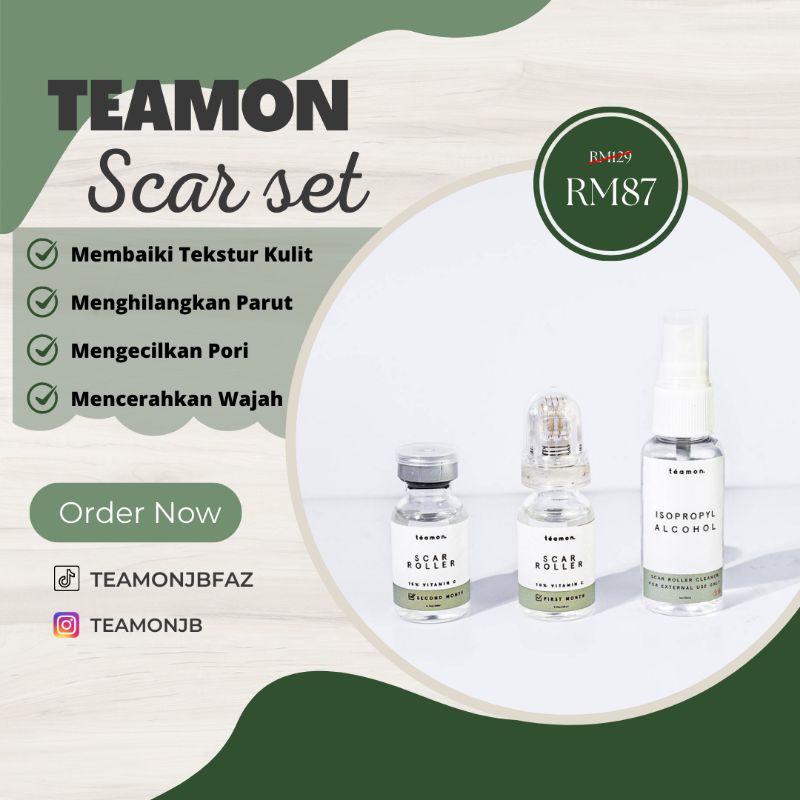 Teamon Scar Roller Set , Pencerahan, Parut Berlubang, Parut Berlekuk ...