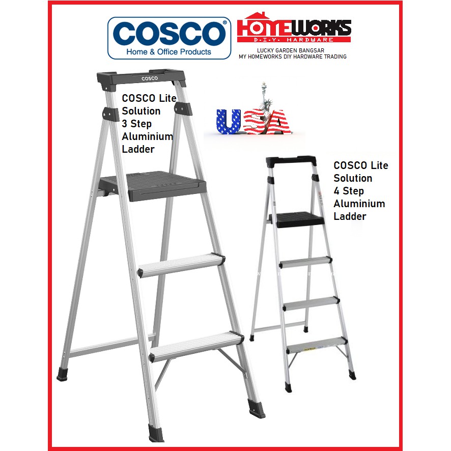 COSCO Lite Solution Aluminium Ladder 3 Or 4 Step | Shopee Malaysia