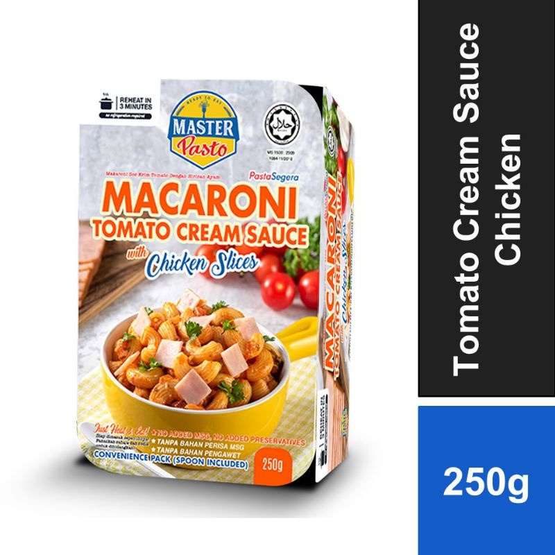 HALAL Master Pasto Macaroni Tomato Cream Sauce with Chicken Slices 250g ...