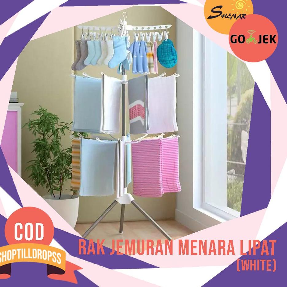 Click Buy Foldable Clothes Drying Airer Rack Folding Clothesline ...