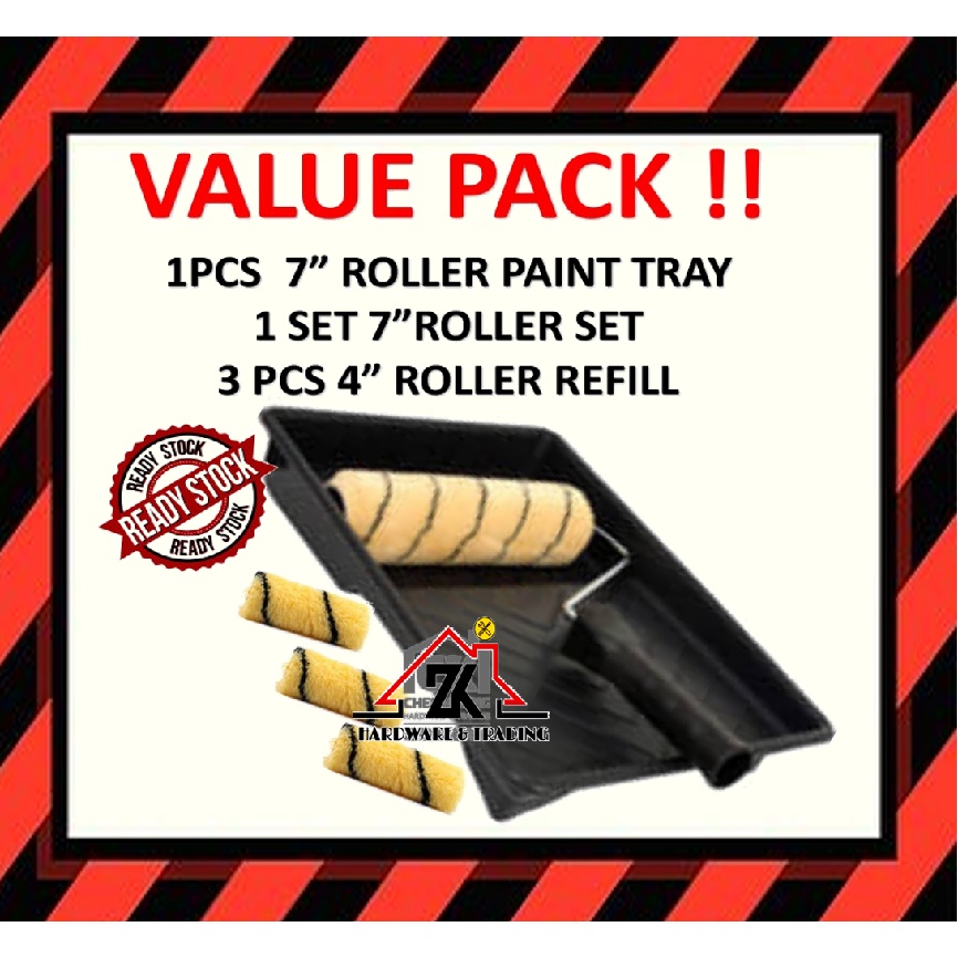 Painting Tool Set Roller Paint 7" Roller Refill Paint Tray Roller ...