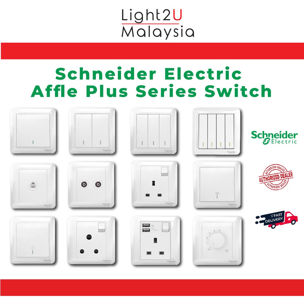 Schneider Electric Affle Plus Series Switch Fluorescent Locator White ...
