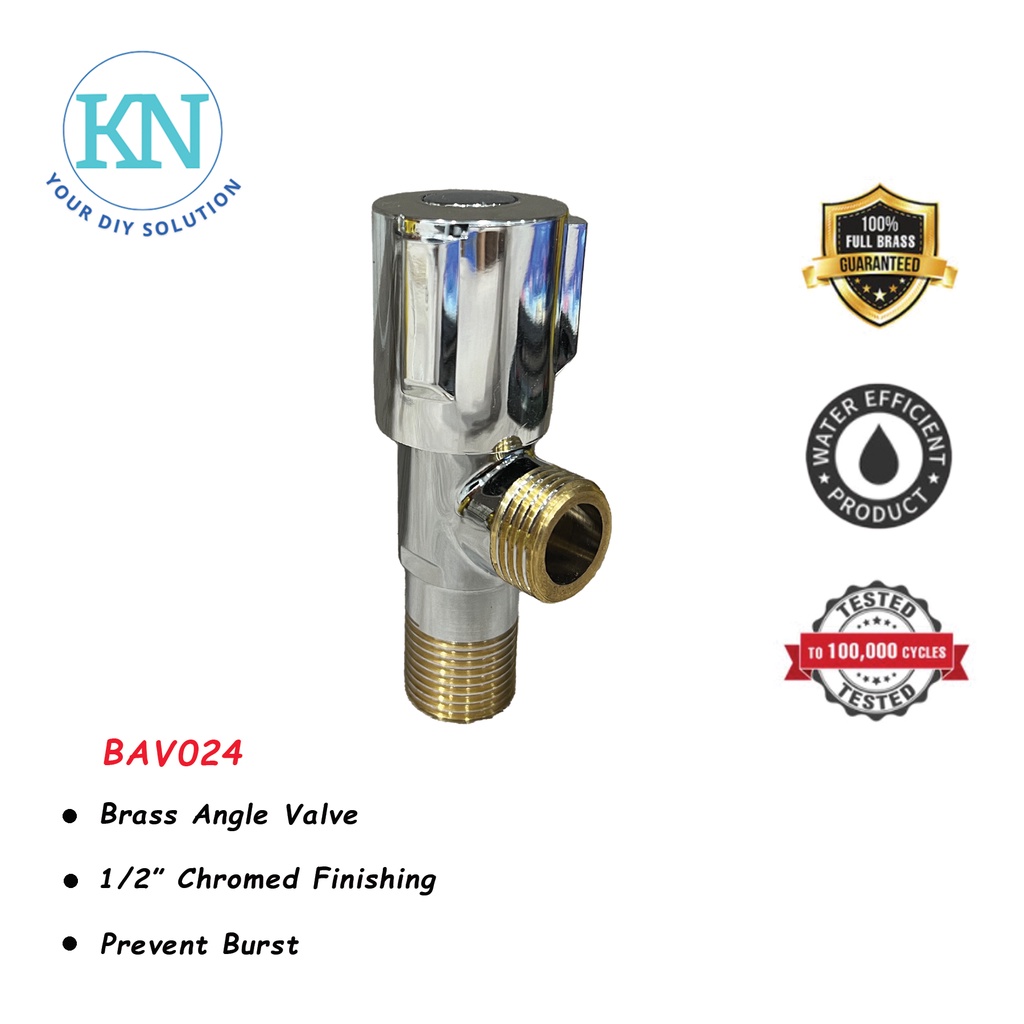 PRAZO Full Solid Brass 1/2” Thick Chromed Brass Angle Valve Stopcock ...
