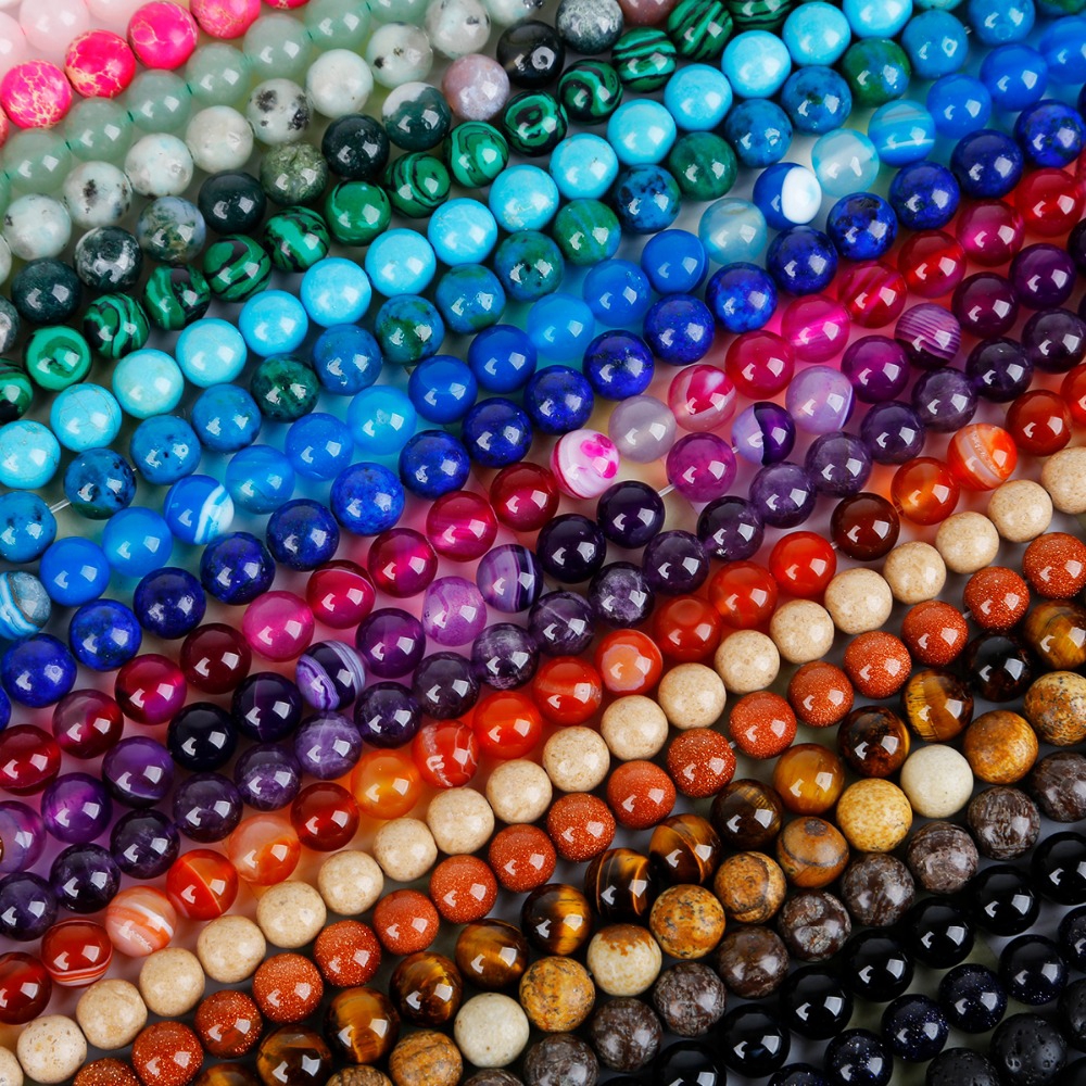 8mm Natural Stone Beads Round Full Strand Beads for Jewelry Making DIY ...