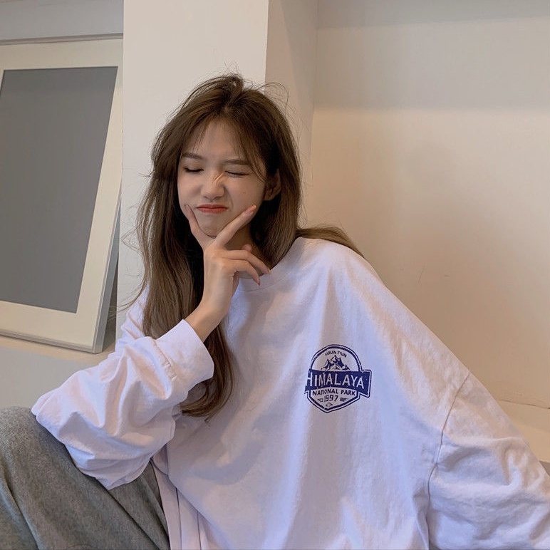 Baju Lengan Panjang Perempuan Korean Style Women T Shirt Oversize Loose