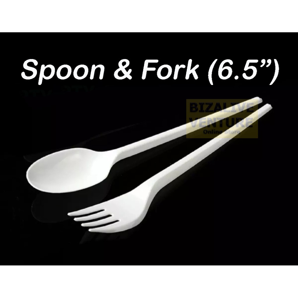 6.5" Spoon & Fork -(45pcs±) Long Spoon & Fork | Plastic Spoon & Fork ...
