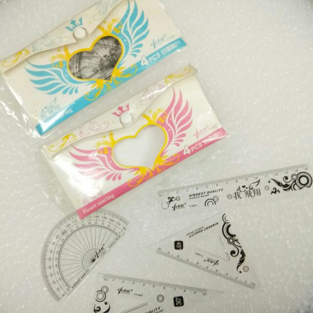 SNT (2810) 4 Piece Set Triangle Protractor Ruler Students Drawing Ruler ...
