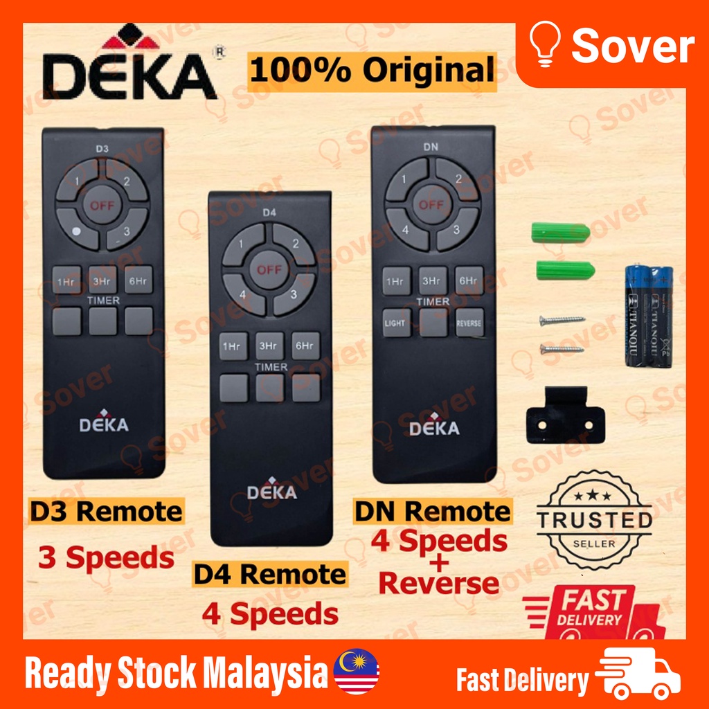 DEKA Ceiling Fan D3 / D4 / D4 With Reverse Remote Control Fan | Shopee ...