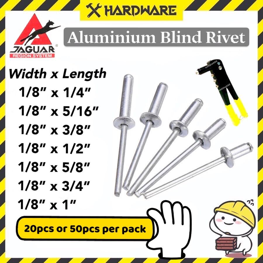 20 or 50pcs 3.18mm Jaguar Aluminium Pop Rivet/Blind Rivet/Fastener/Paku ...
