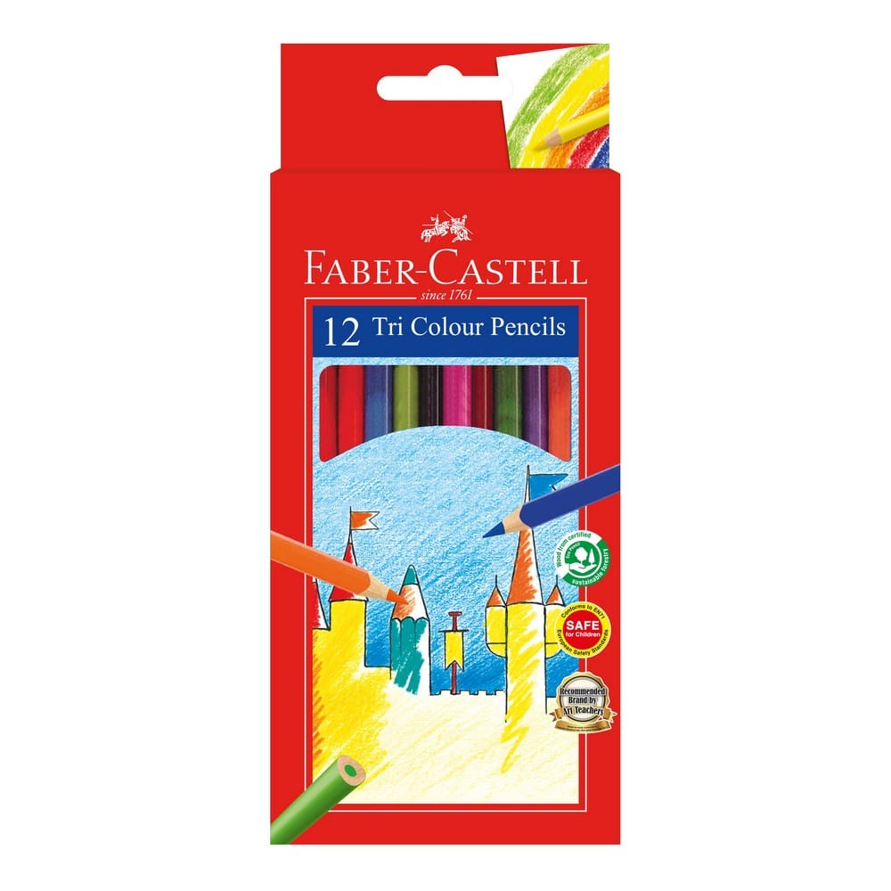 FABER-CASTELL Tri Colour Pencil Short / Pensel Warna Panjang Pensel ...