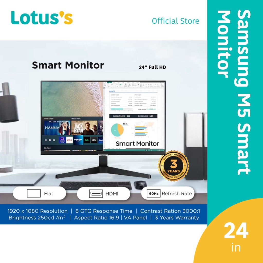 Samsung M5 24" Smart Monitor (LS24AM506NEXXM) | Shopee Malaysia