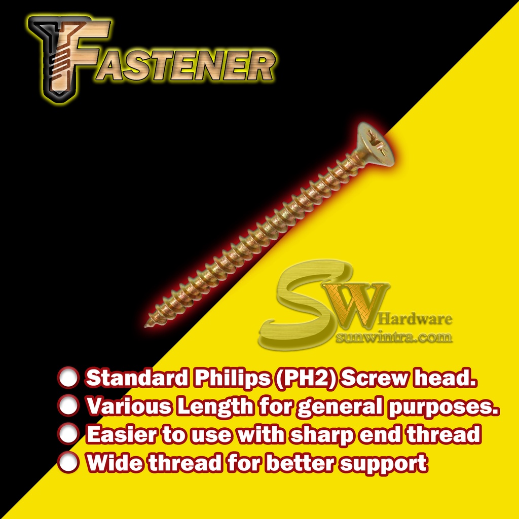 SUNWINTRA BOX CSK Screw Wood Chipboard Screw Driving Counter Sunk Flat ...