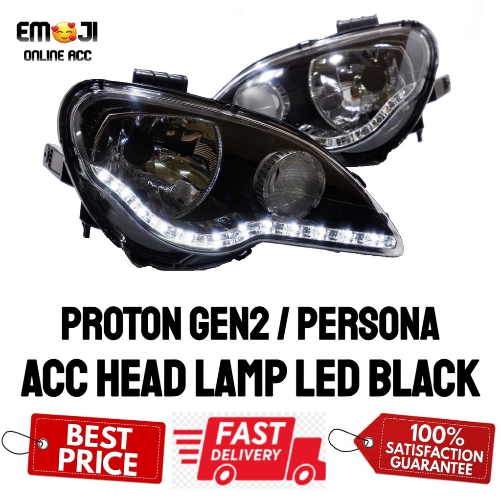 Proton Gen2 / Persona Head Lamp Head Lights W/LED STRIPE Black 1 set 2 ...