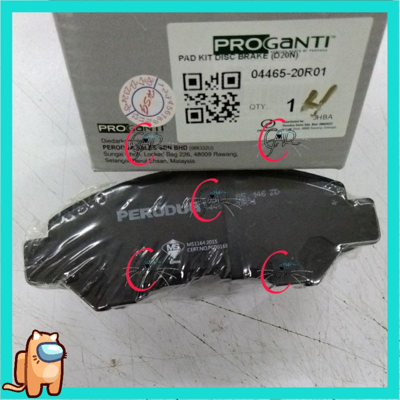 ORIGINAL PERODUA MYVI D20N 2018-2021 FRONT DISC BRAKE PAD PROGANTI SET ...