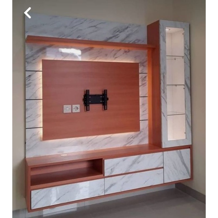 TV cabinet 8ft with laminate glossy marble | Shopee Malaysia