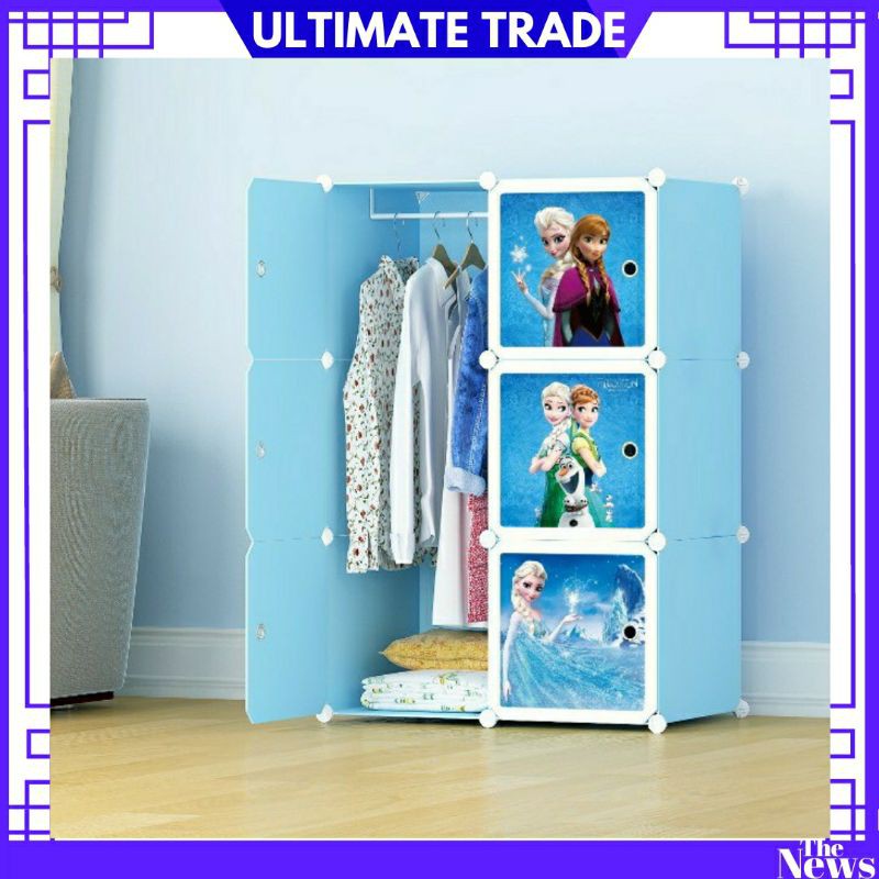 [READY STOCK] NEW FROZEN BLUE 6C DIY Rack Storage Cabinet Wardrobe With ...