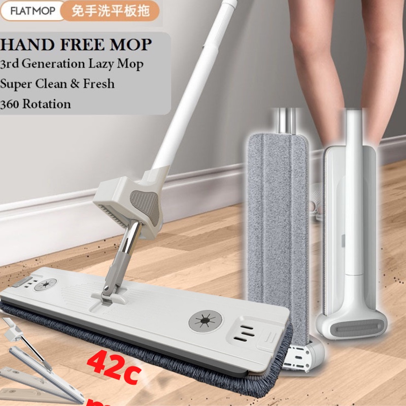 Mop Lantai 360 Rotation Flat Mop Free Hand Washing Lazy Mop Floor ...