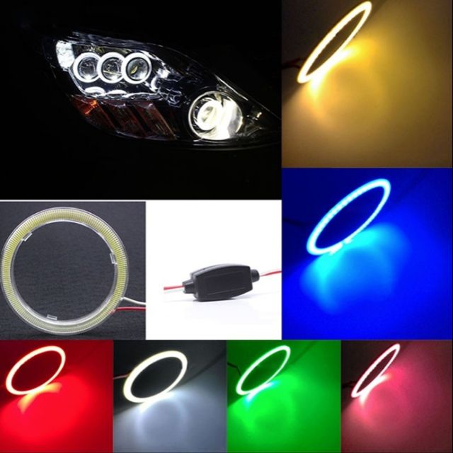 Car Headlamp Halo Angel Ring Eyes COB LED Headlight Fog lamp Brake ...