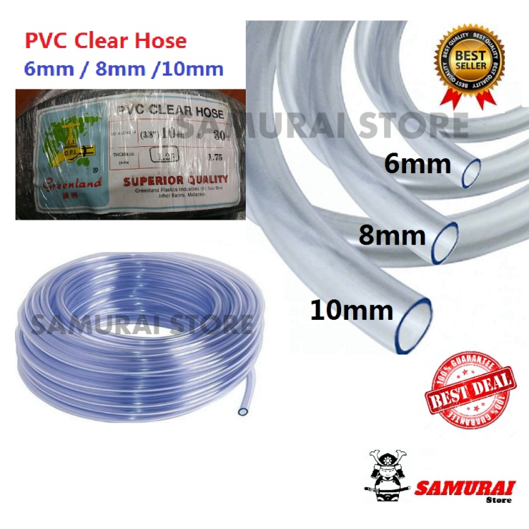 (1 Meter) 6mm / 8mm / 10mm PVC Clear Hose Pipe / 透明喉 / Plastic Pipe ...