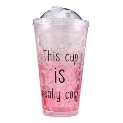 Ice Double Plastic Cool Summer Juice Ice Cool Cup (WATERMELON PINK ...