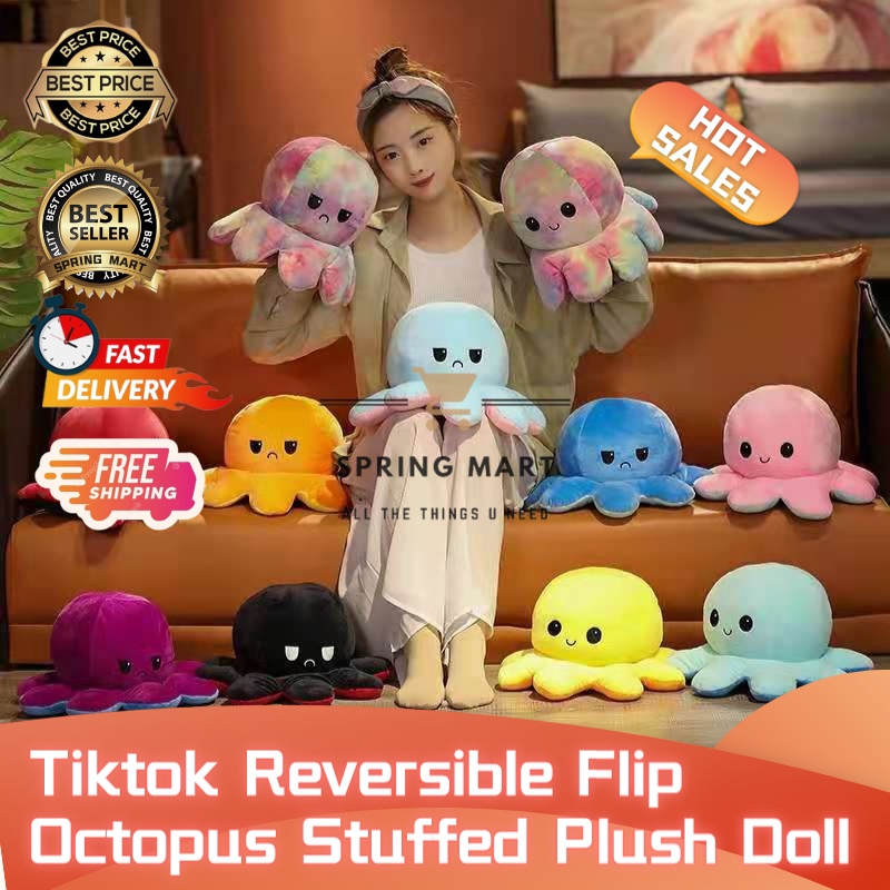 READY STOCK MY 20/30/40/50cm Tiktok Reversible Flip Octopus Stuffed ...