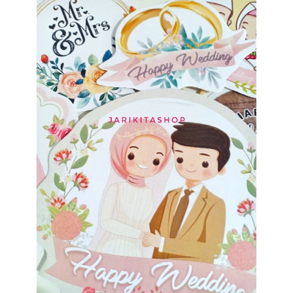 CAKE TOPPER HAPPY WEDDING MUSLIMAH HIJABER SAMAWA HIJAB DECORATIONS ...